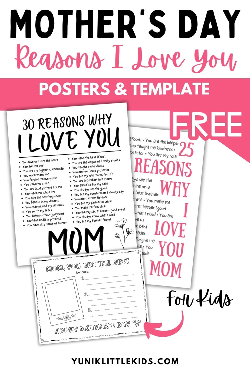 ‘Reasons I Love You Mom’ Poster Templates for Mother's Day | Yunik ...