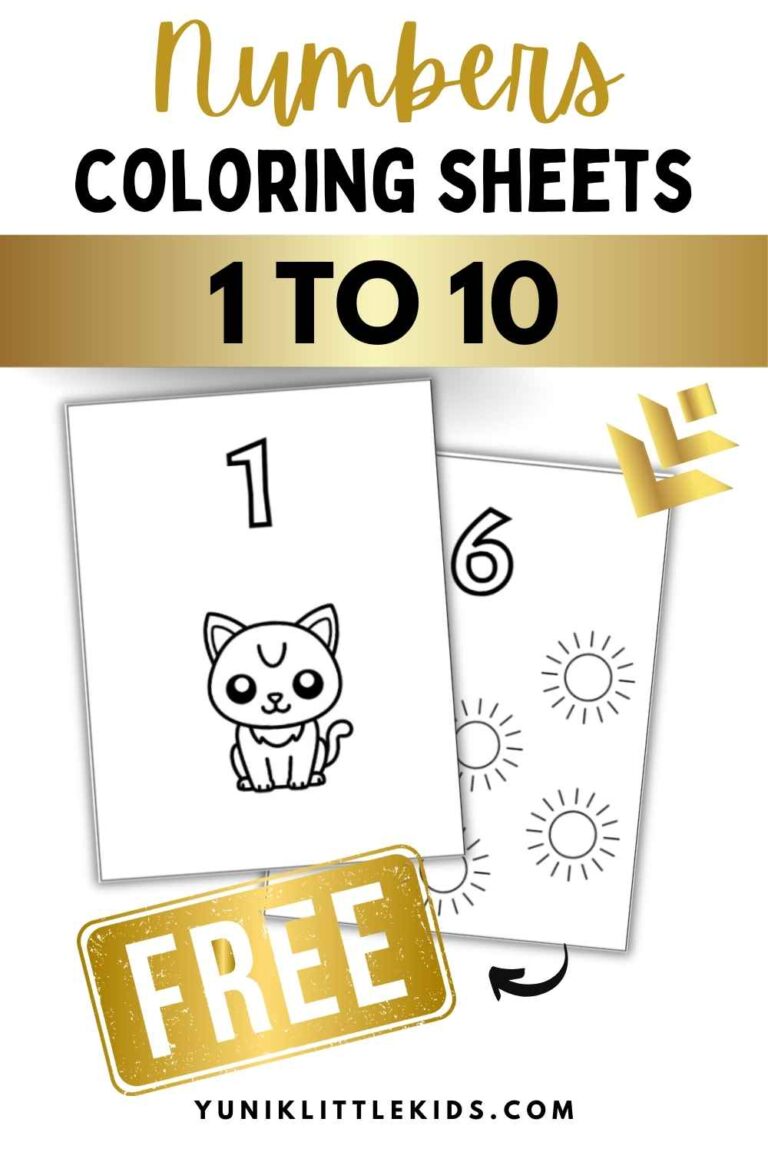 Free Printable Number Coloring Sheets 1 to 10 | Yunik Little Kids