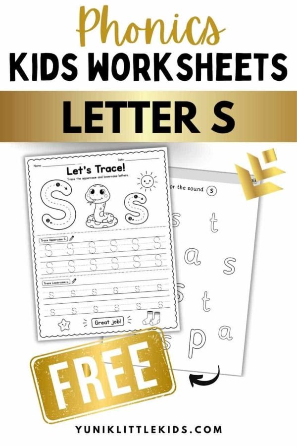 Letter S Phonics Worksheets (Free PDFs) | Yunik Little Kids